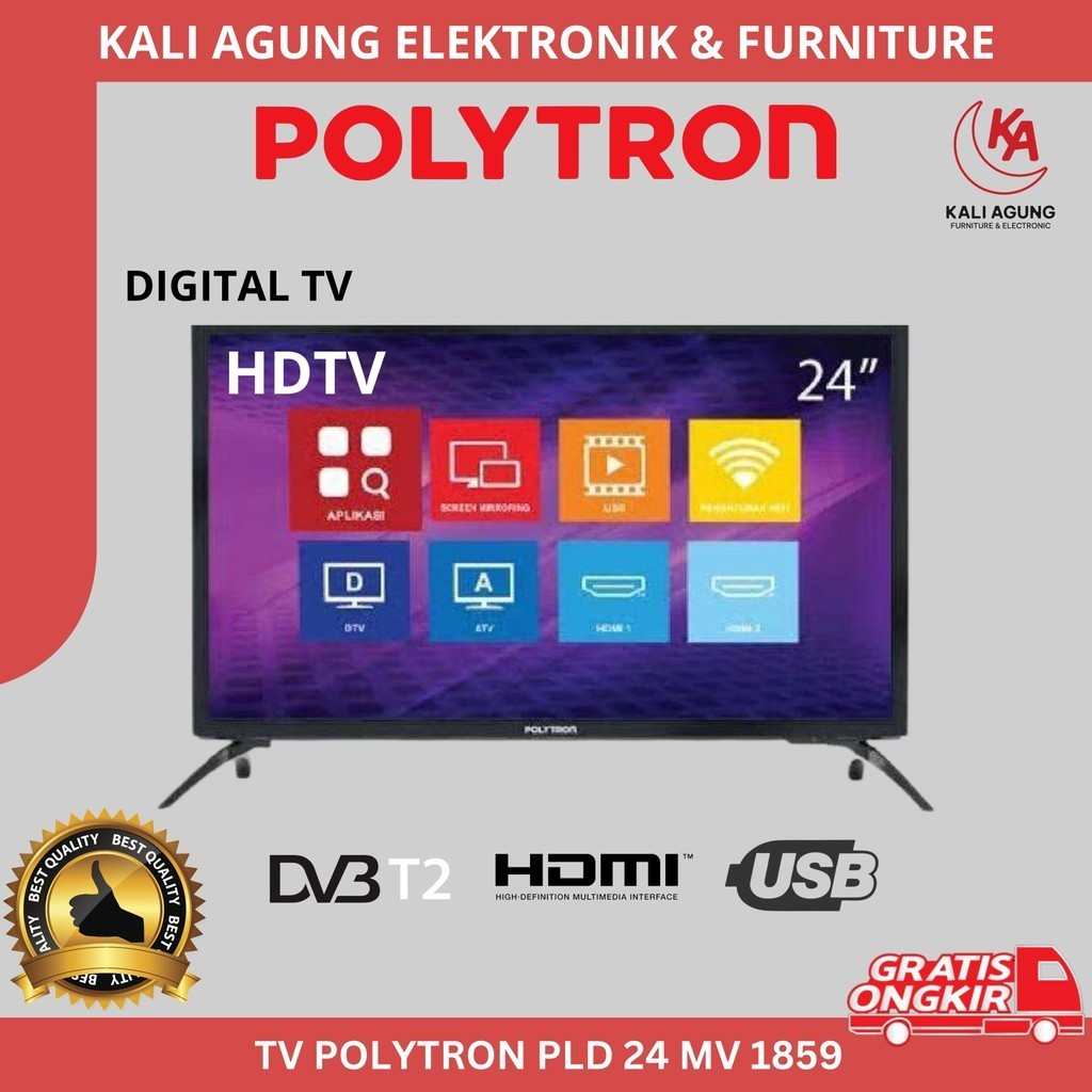 Jual TV LED POLYTRON 24 IN / DIGITAL / SMART LITE / 24 INCH / 24 MV ...