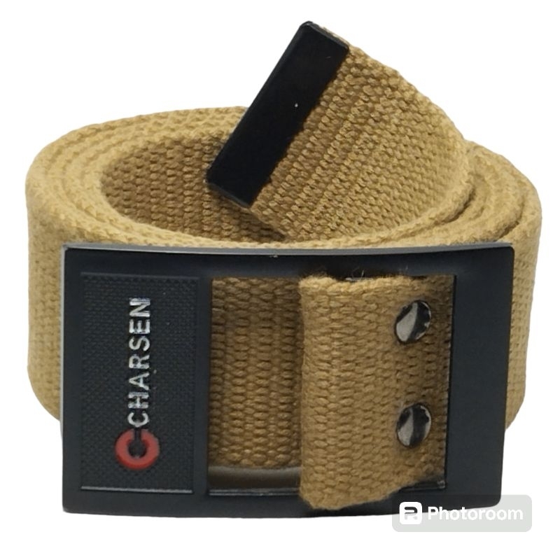 Jual Gesper Sabuk Pria Katun Canvas Kepala besi Kotak CHARSEN hitam ...