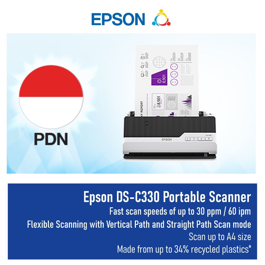 Jual SCANNER EPSON DS-C330 DSC330 C330 PORTABLE ADF/PENGGANTI EPSON DS ...