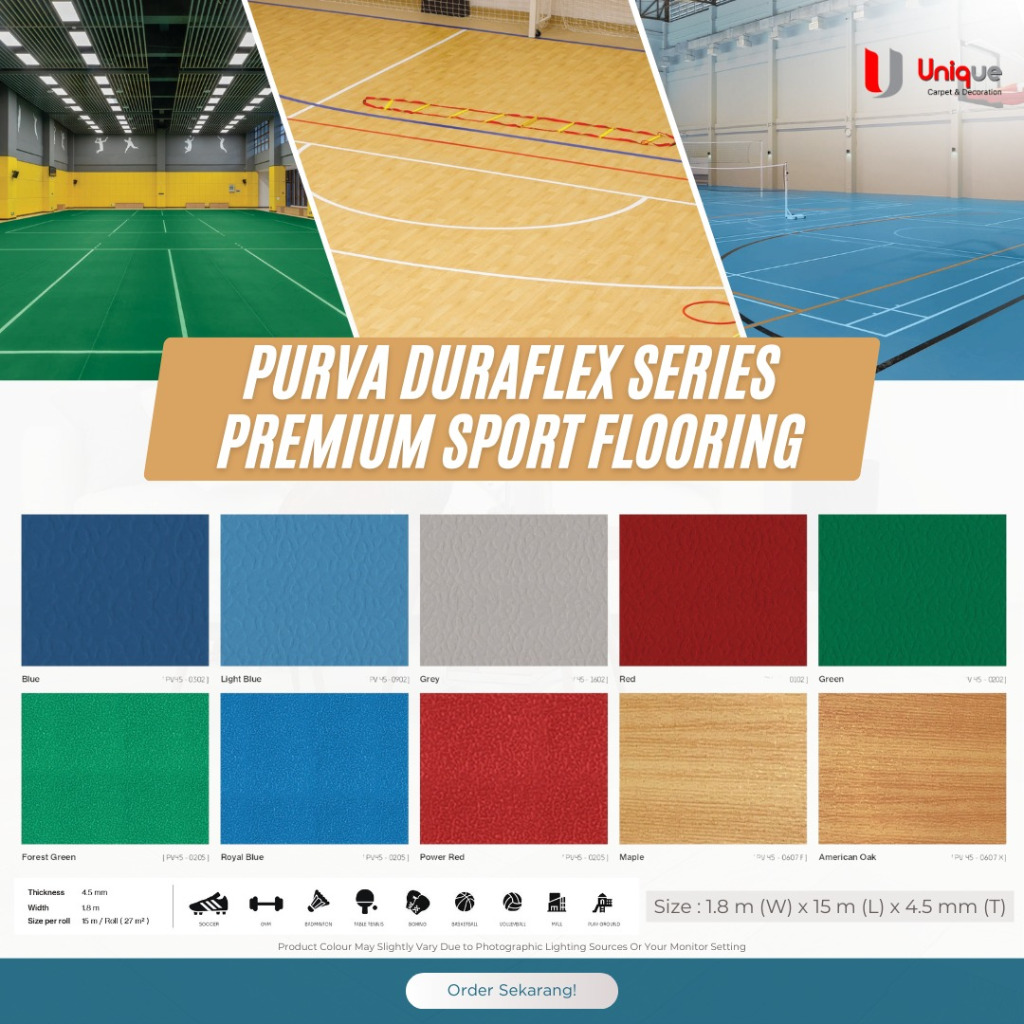 Jual Duraflex Premium Sports Flooring 4.5 mm / Purva Lantai Vinyl ...