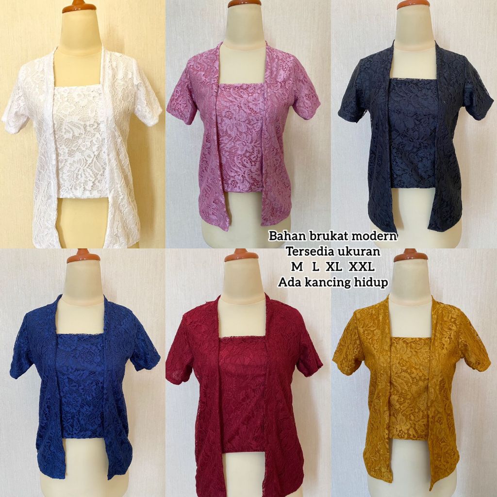 Jual Atasan Kebaya Kutubaru Pendek Kebaya Modern Wisuda Kondangan Kartini Braidsmaids Busui ...