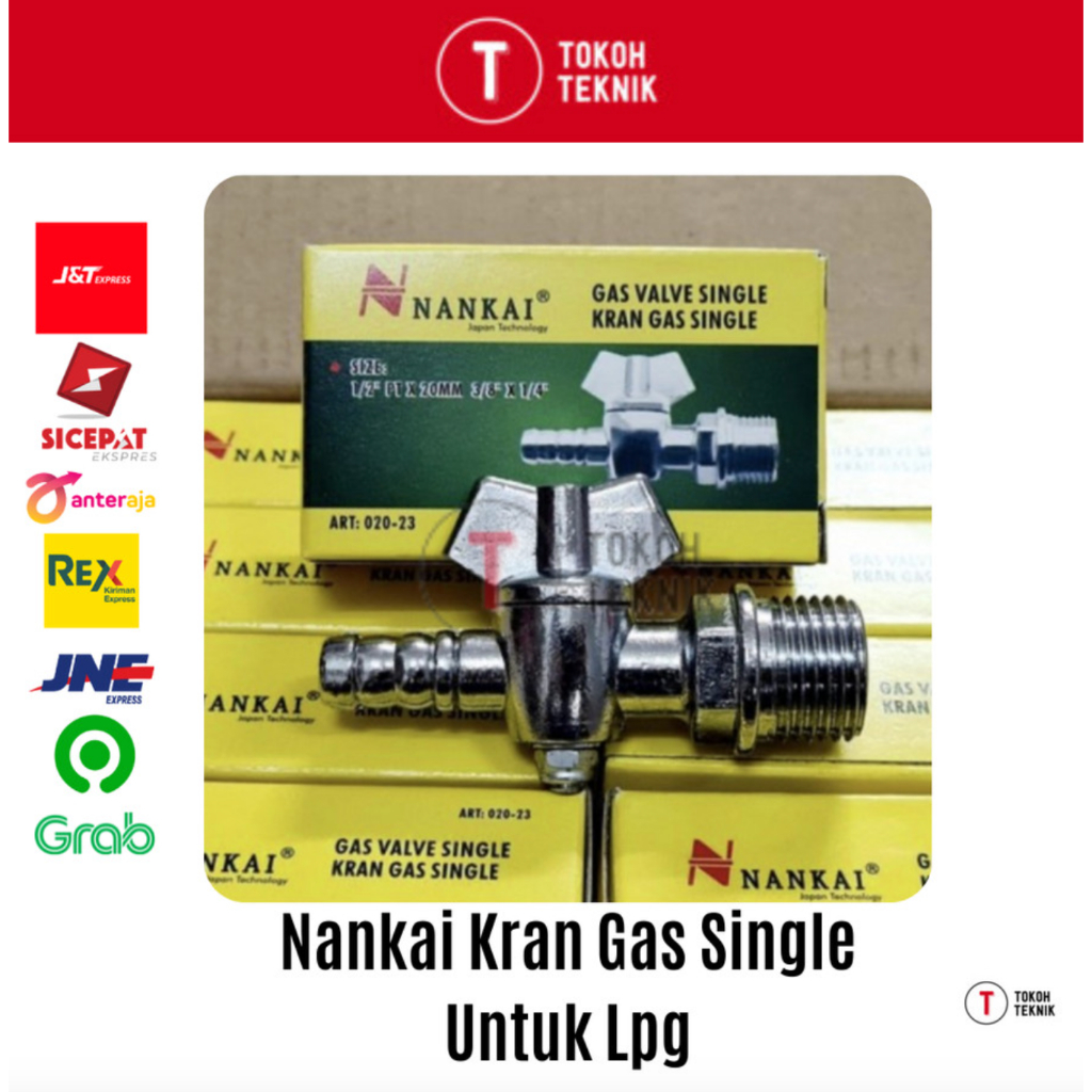Jual Nankai Keran Gas Single 1/2 Inch x 3/8 Inch / Stop Kran LPG Single ...