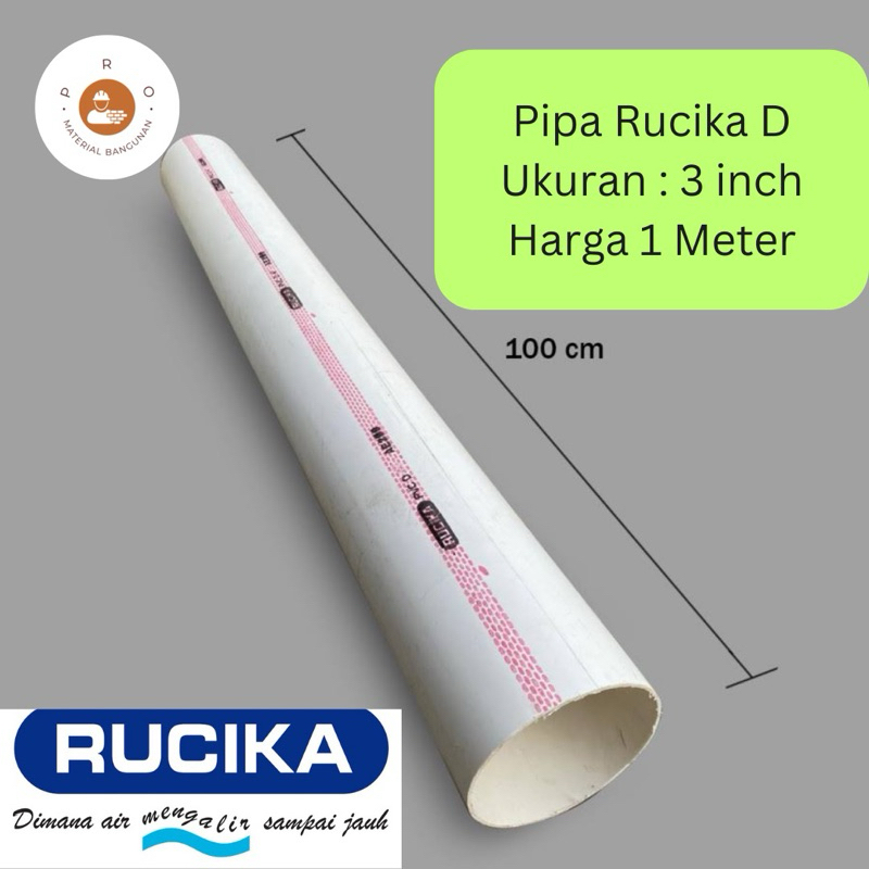 Jual Pipa Pvc POTONGAN Rucika D 3 inch 3" (Harga per Meter) | Shopee Indonesia