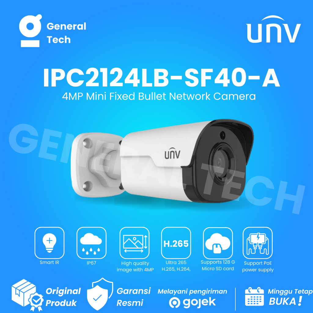 Jual Uniview IPC2124LB-SF40-A 4MP Mini Fixed Bullet Network Camera | Shopee Indonesia
