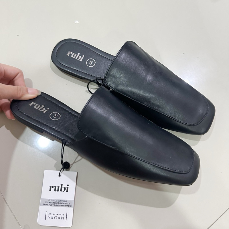 Jual rubi flatshoes mules hitam sale | Shopee Indonesia