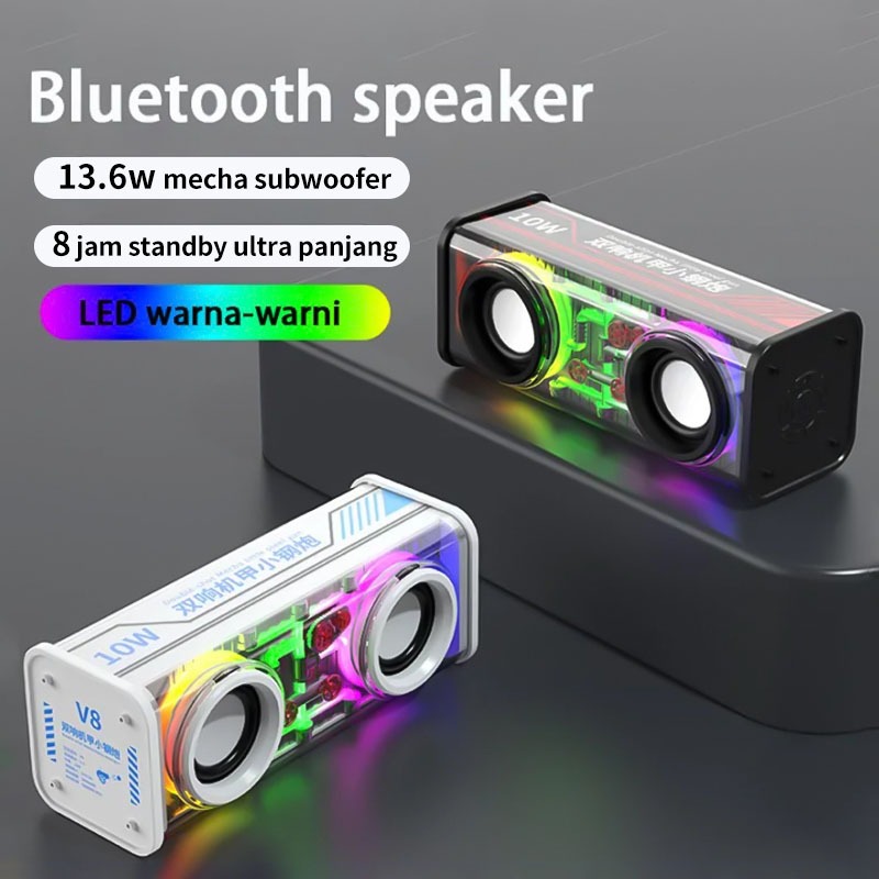 Jual V8 Speaker Mecha transparan suara ganda, 10W Double Subwoofer ...