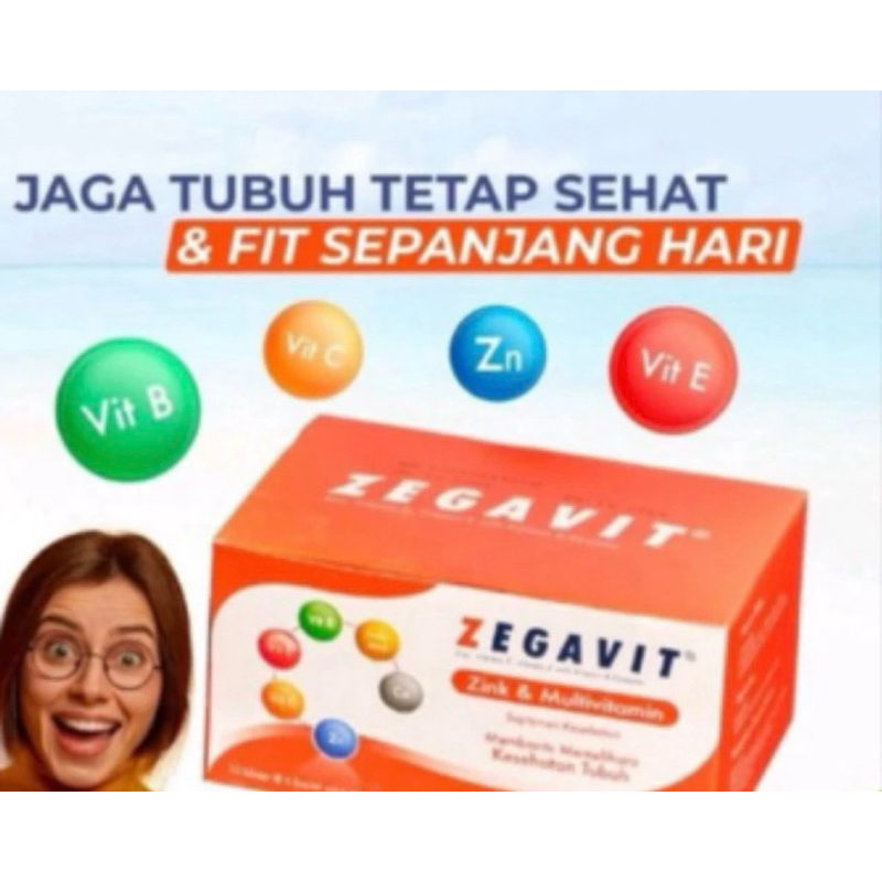 Jual ZEGAVIT MULTIVITAMIN B,C,E,DAN ZINC ( HARGA PER STRIP 6 KAPLET ...