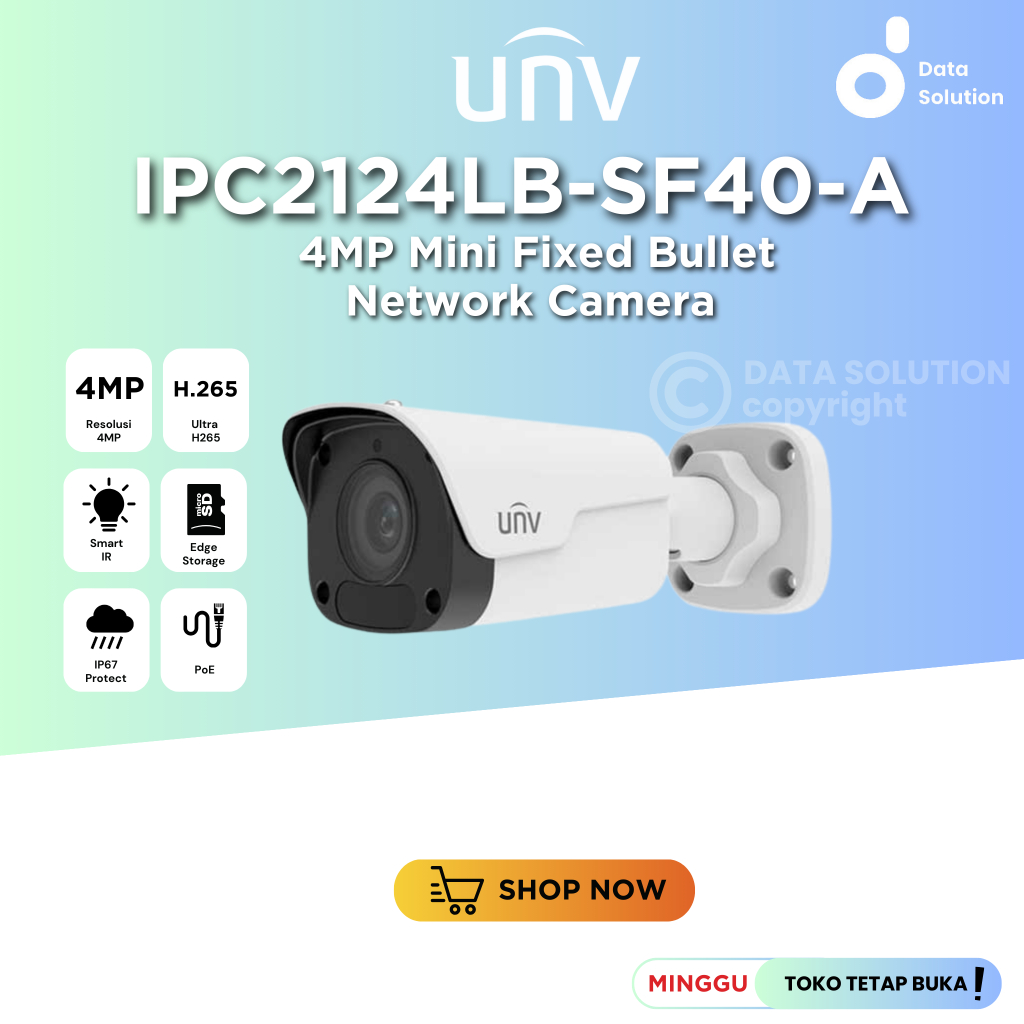 Jual Uniview IP Camera IPC2124LB-SF40-A 4MP Mini Fixed Bullet Network Camera | Shopee Indonesia