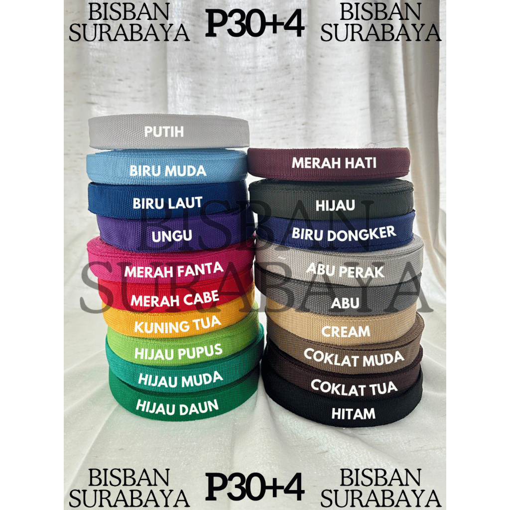 Jual (PER ROLL) WEBBING BISBAN 2CM PELIPIT TAS LEBAR 2 CM (30YARD ...