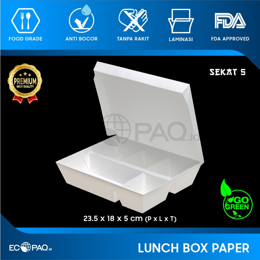 Jual Lunch Box SEKAT 5 - Kotak Bento Sekat 5 - (20 pcs) | Shopee Indonesia