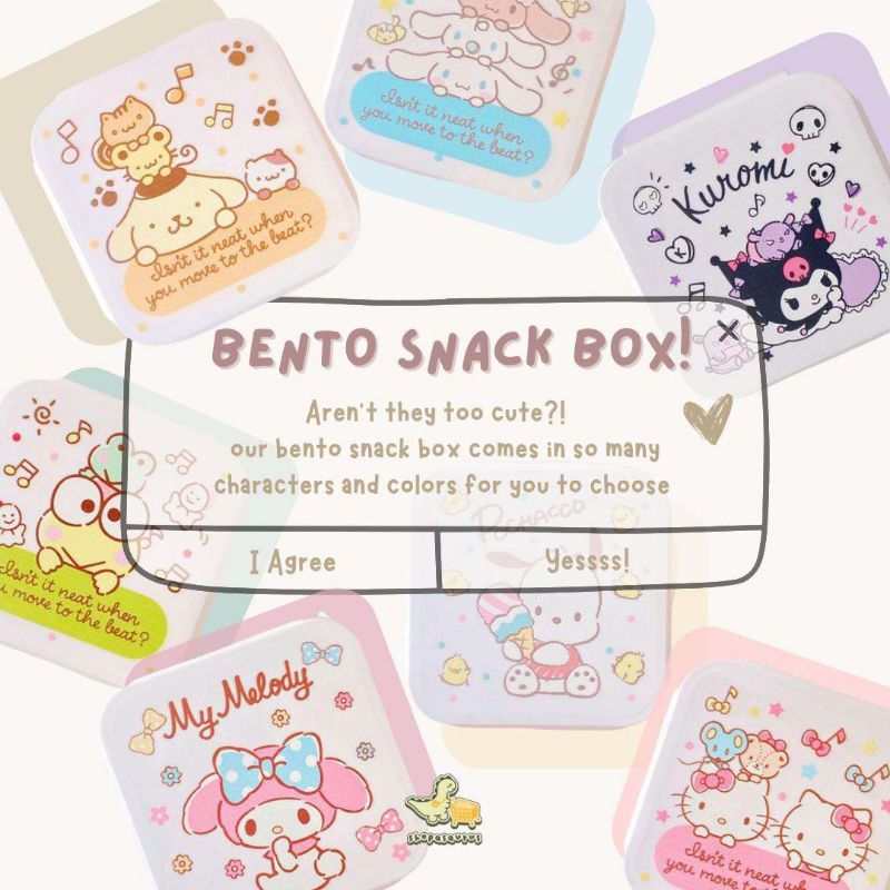 Jual Bento Snack Box Sanrio Pompompurin Pochacco Hello Kitty Kuromi ...