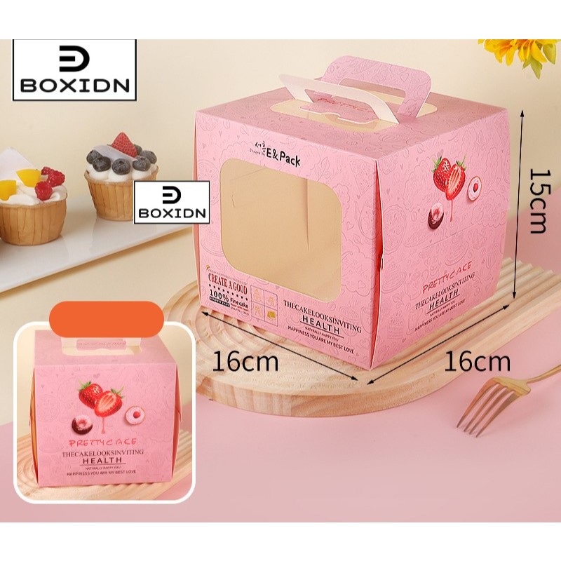Jual Cake Box 16x16 x10cm Box Kue Tart 16x16 x15cm Box Chiffon 16x16 ...