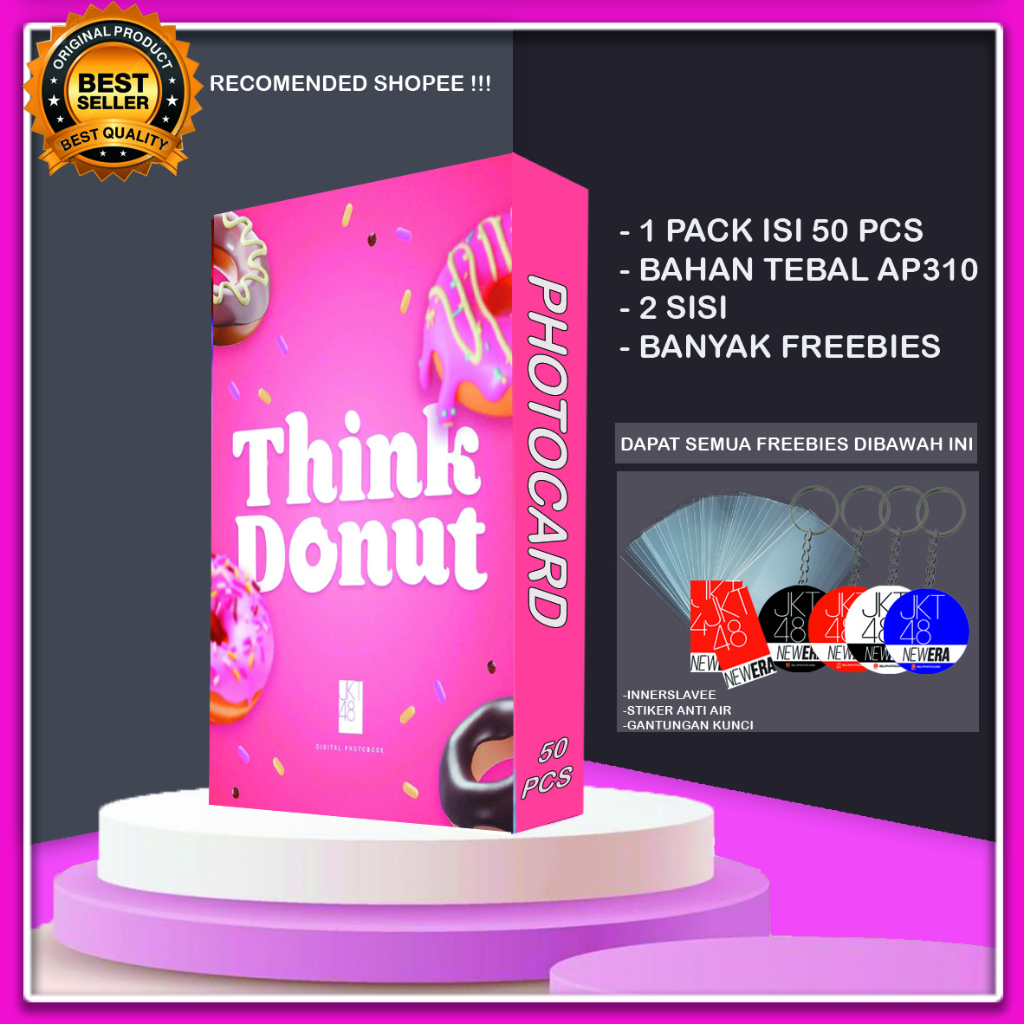 Jual 2 sisi 50pcs Photocard JKT48 Think Donut fandmade Tebal Bonus Sticker COD | Shopee Indonesia