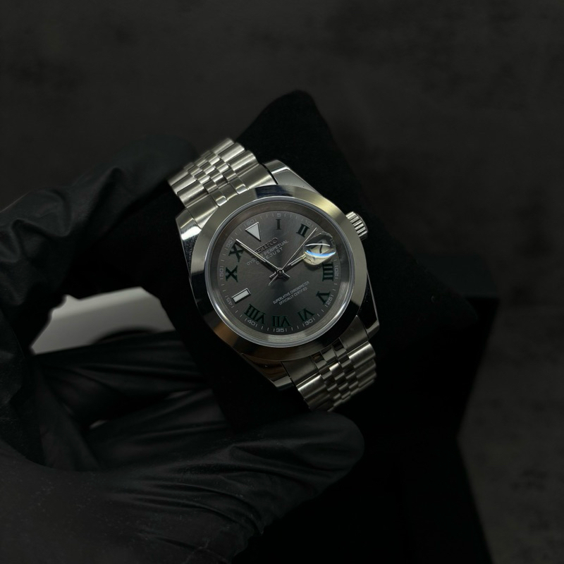 Jual Jam Tangan Seiko Mod Datejust Wimbledon Dome Bezel Roman Jubilee ...