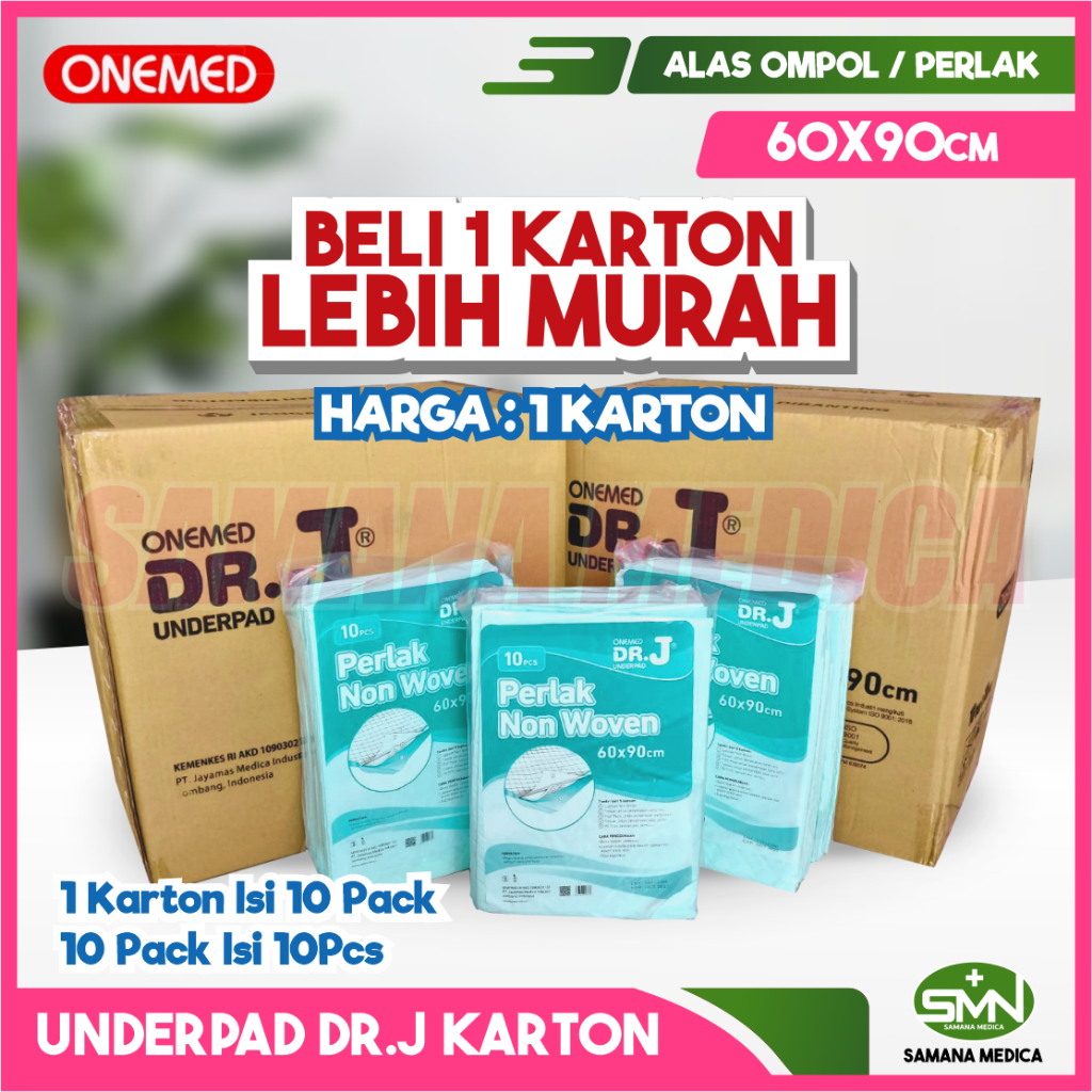 Jual KARTON Underpad DR J ONEMED Perlak Popok Alas Ompol Harga Murah Ukuran 60x90cm Harga 1 ...