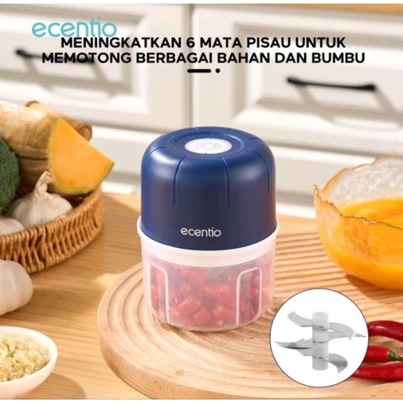 Jual Chopper mini Ecentio USB /portable Chopper 6 bilah mata pisau ...