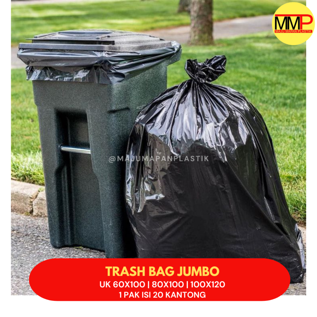 Jual Trash Bag / Kantong Sampah Jumbo / Kantong Sampah Hitam Besar isi 20 pcs / 60X100 - 80X100 ...