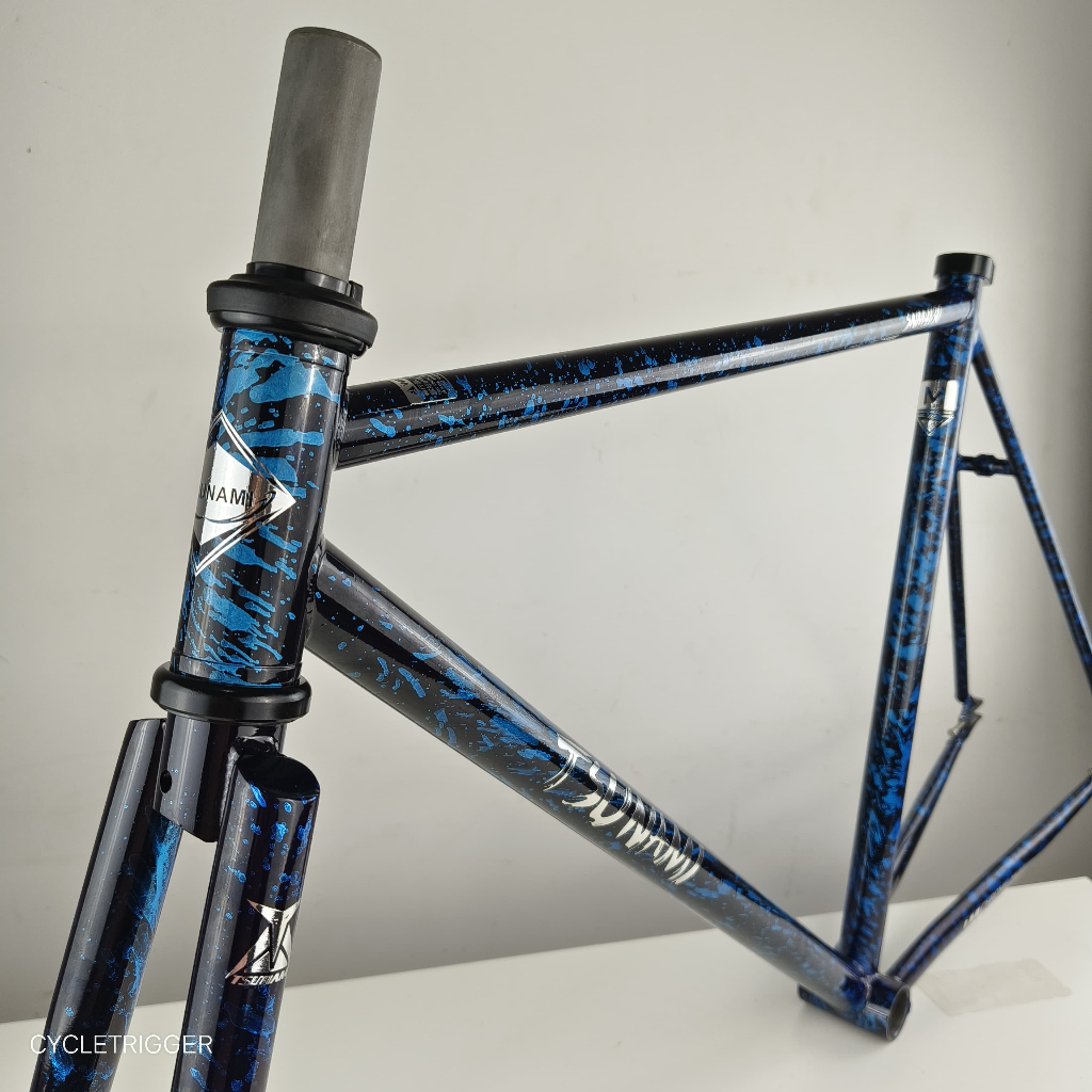 Jual FRAME + FORK TSUNAMI SNM 4130 MARBLE BLUE CHROMOLY | Shopee Indonesia