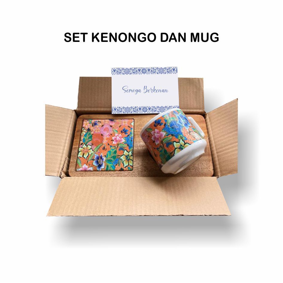 Jual Nampan kayu 1 set (nampan + mug) BATIK NUSANTARA | Shopee Indonesia