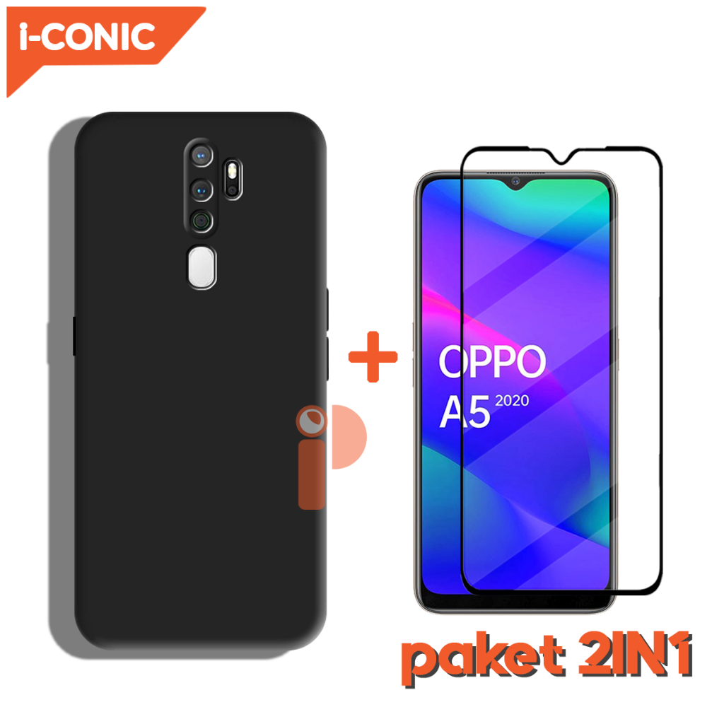 Jual Case Black Matte Oppo A5,A9 2020 New Casing + Tempered Glass Layar ...