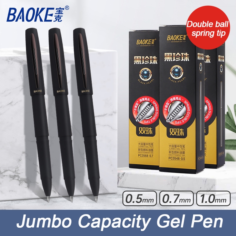 Jual BAOKE 6Pcs/box Gel Pen / Pulpen Gel 0.5mm/0.7mm/1.0mm Hitam Pena ...
