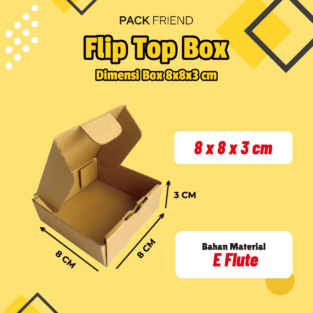 Jual Kardus 8x8x3 cm/ Box Packing Flip Top Die Cut/ Gift Box Souvenir ...