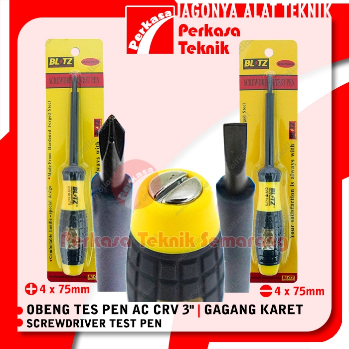 Jual BLITZ Obeng Tes Pen AC CRV Gagang Karet 3" Screwdriver Test Pen ...