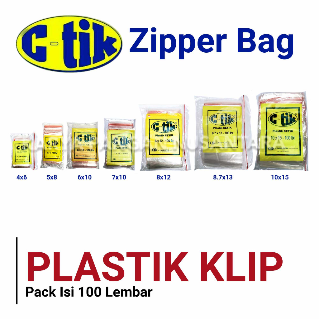 Jual PLASTIK KLIP BENING ZIPLOCK KANTONG PLASTIK CETIK CTIK C-TIK 100 ...