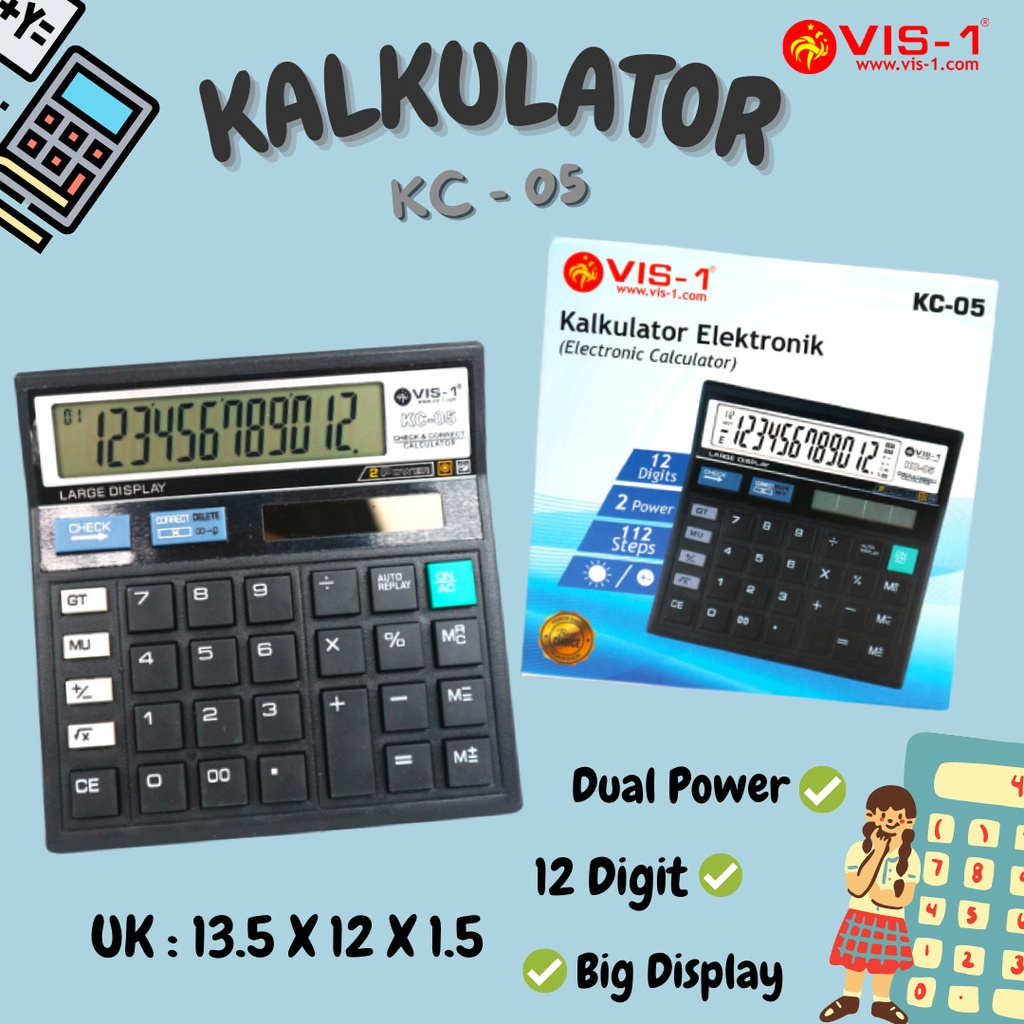 Jual Kalkulator VIS-1 KC-05 ( Desktop Calculator ) | Shopee Indonesia