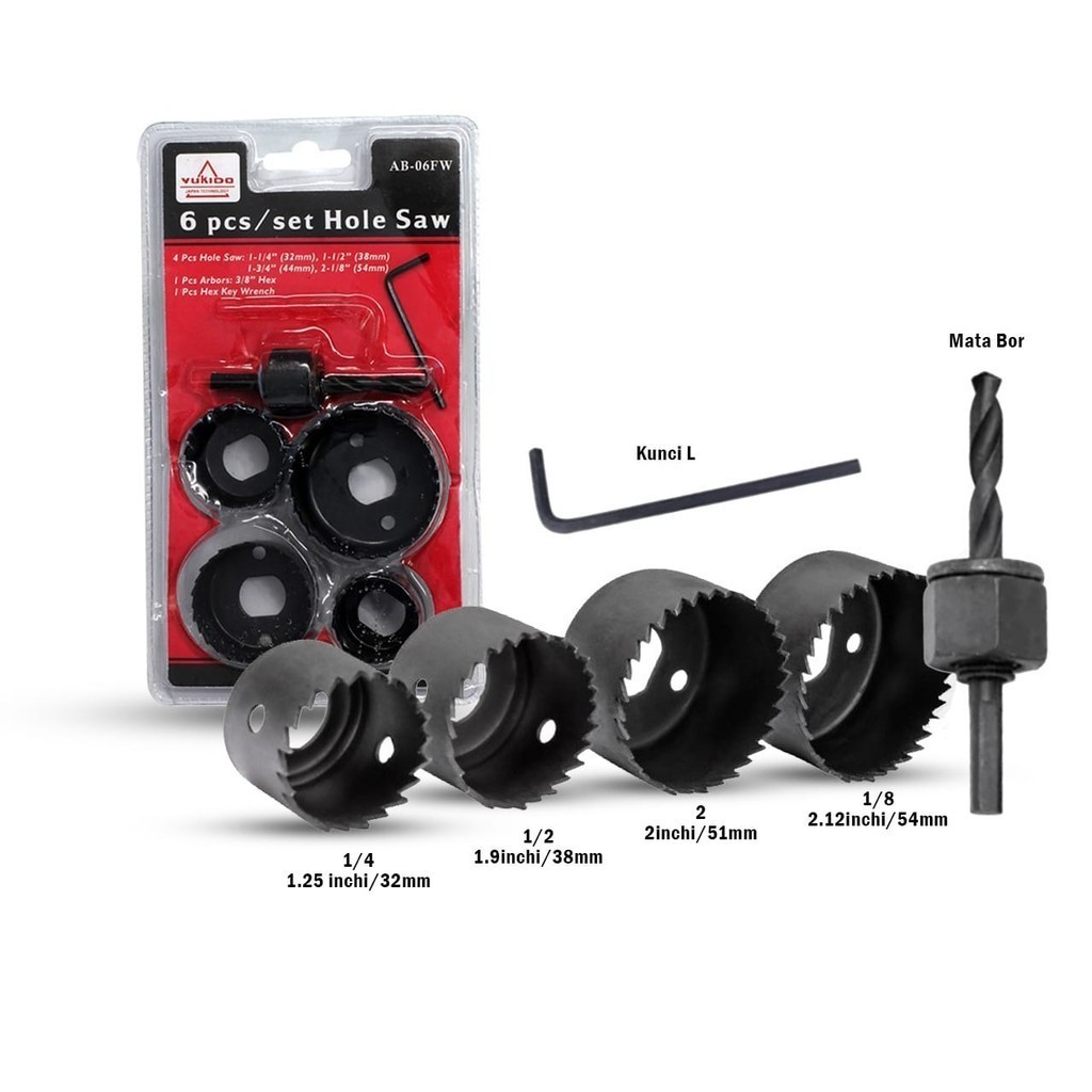 Jual Hole-Saw-Set-Kit-6-Pcs-Mata-Bor-Pelubang-Kayu-Holesaw-Holesaw-Set-Kit-6Pcs-Hole-Saw-Mata ...