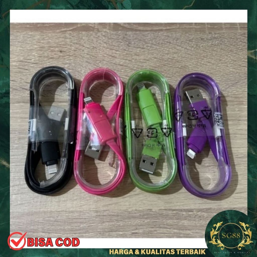 Jual Kabel Charger Micro USB + iPhone 2 in 1 / Kabel Data Fast Charging ...