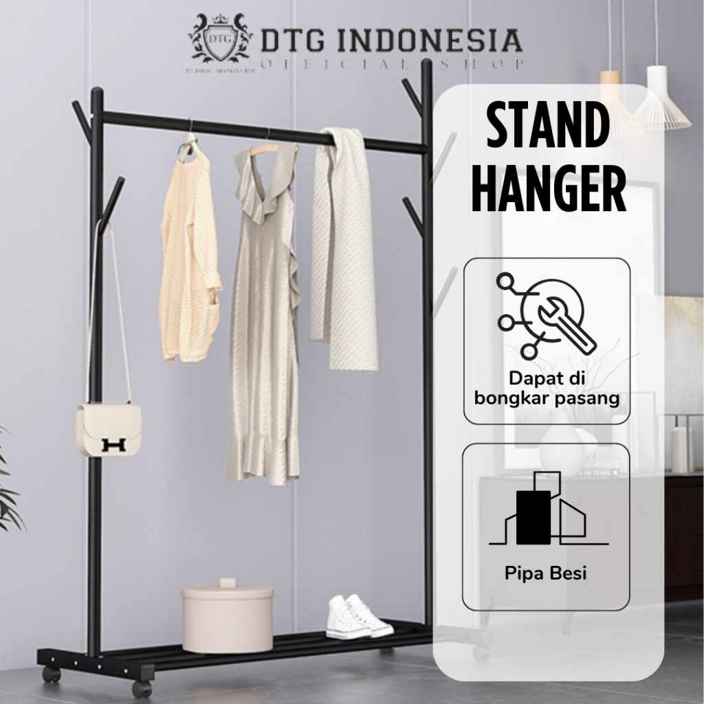 Jual DTG-Rak Stand Hanger Gantungan Baju Pakaian Gold dan Hitam DGYJ-3 ...