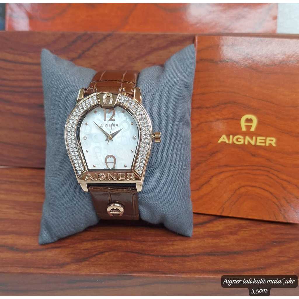 Jual ( COD ) New Jam Tangan Wanita Agner Kulit Free Baterai Box ...