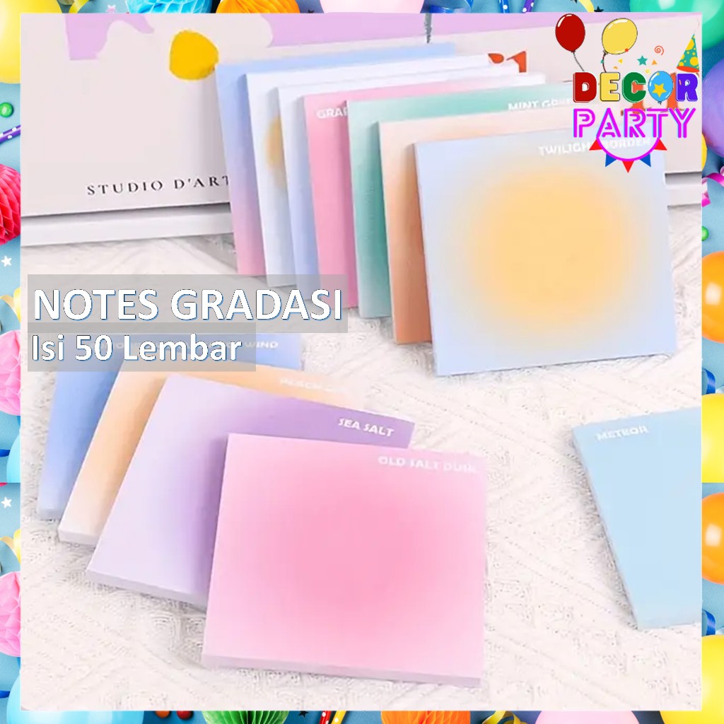 Jual DP Sticky Notes 50 Lembar Gradasi Lucu Polos Memo Tempel Gradasi ...