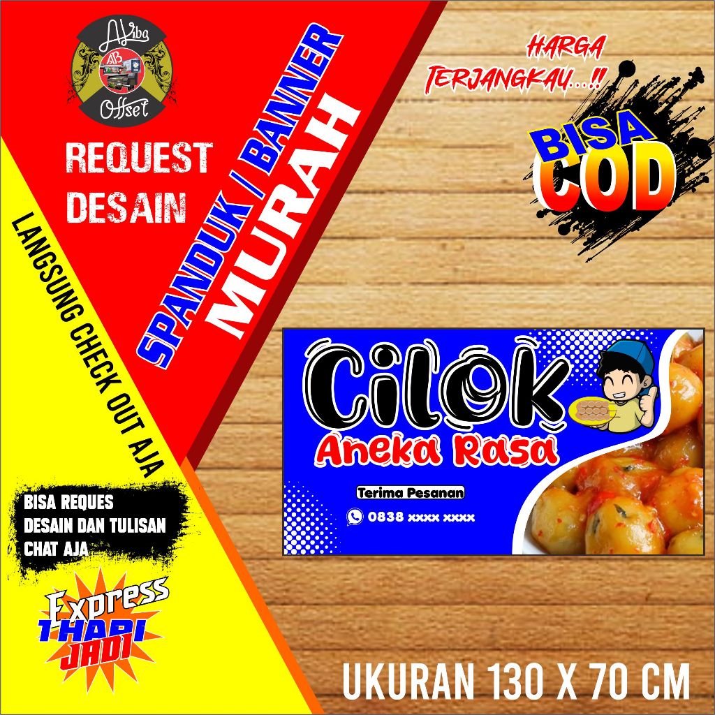 Jual SPANDUK BANNER CUSTOM CILOK ANEKA RASA UKURAN 130X70CM | Shopee ...