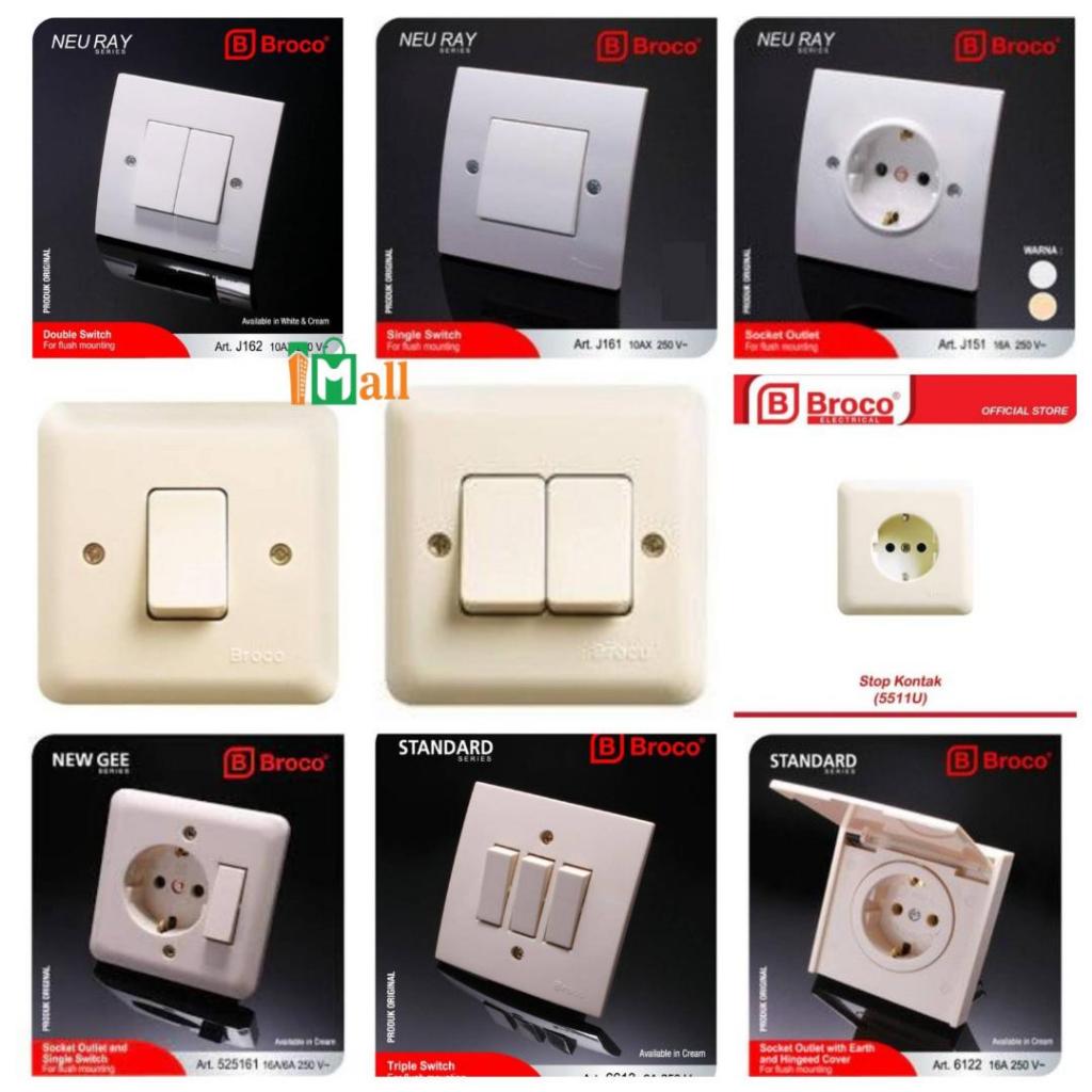 Jual BROCO Saklar Stop Kontak Fitting Lampu Steker Arde Steker AC Box ...