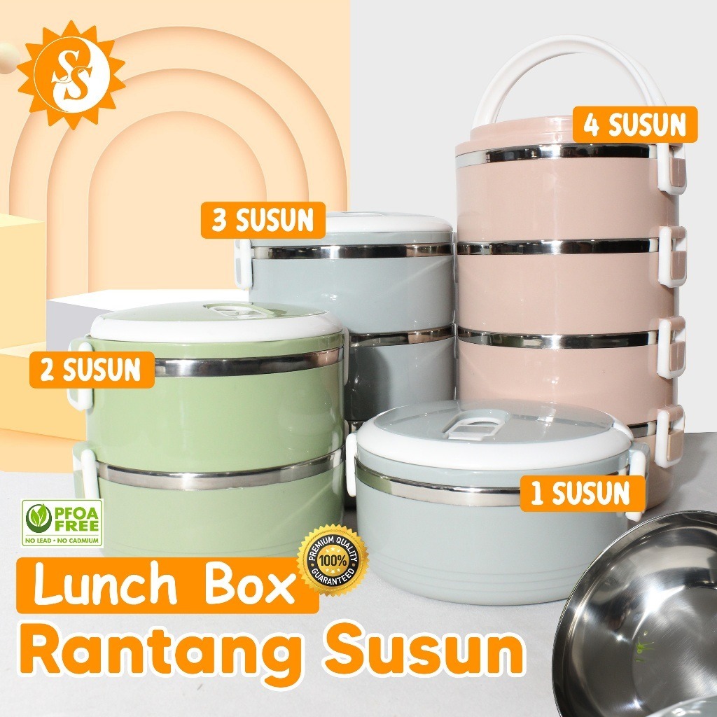 Jual RANTANG SUSUN 1 2 3 4 Susun Lunch Box Polos Model Baru Kotak Nasi ...
