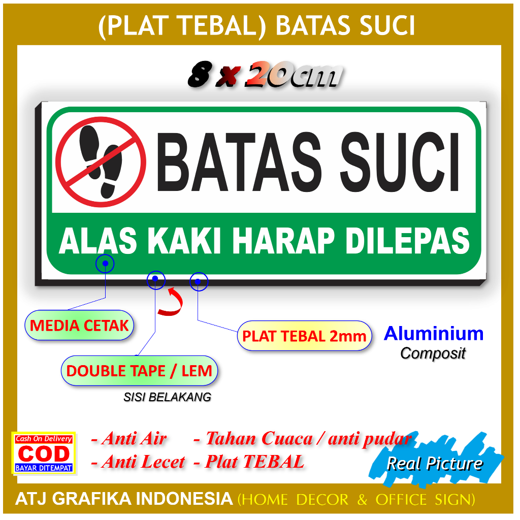 Jual Plat tebal new batas suci lepas alas kaki papan informasi ...