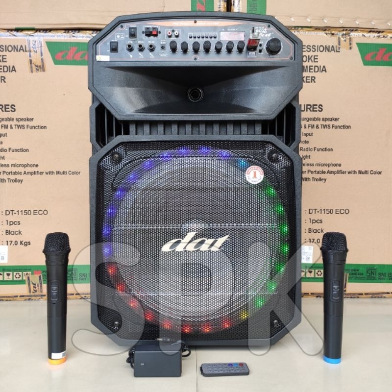 Jual Speaker Portable DAT DT 1150 Party 15 inch 2 Mic Wireless | Shopee ...