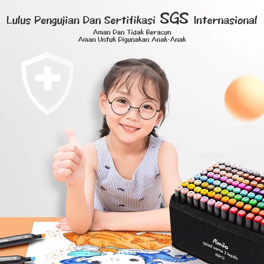 Jual Aimilo Spidol Warna Warni 1 Set Sketch Marker 2 Tip Touch Marker ...