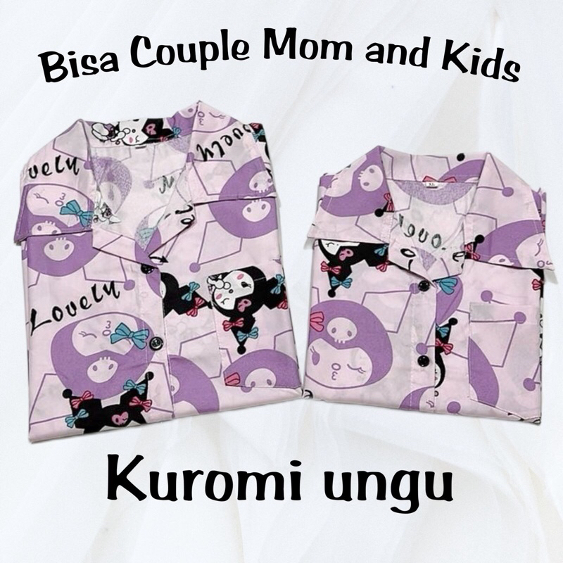 Jual KUROMI ungu- bisa couple mom and kids family bajutidur piyama setelan dewasa anak | Shopee ...