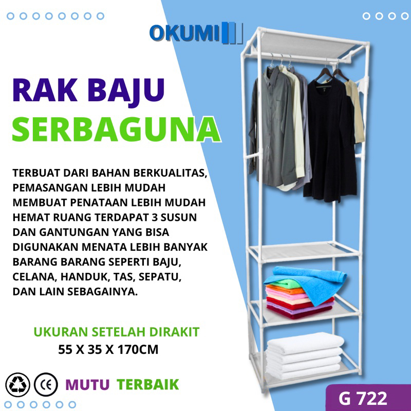 Jual OKUMI Stand Hanger Kotak Serbaguna Gantungan Baju Berdiri Portable ...