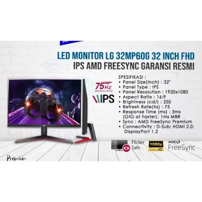 Jual LG 32MP60G B 32" Inch - FHD IPS 75Hz 1ms FreeSync HDMI DP Vesa ...