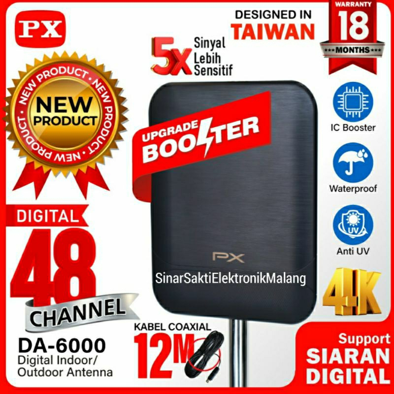 Jual Antena TV Digital Indoor Outdoor PX DA 6000 Antenna Booster Anten ...