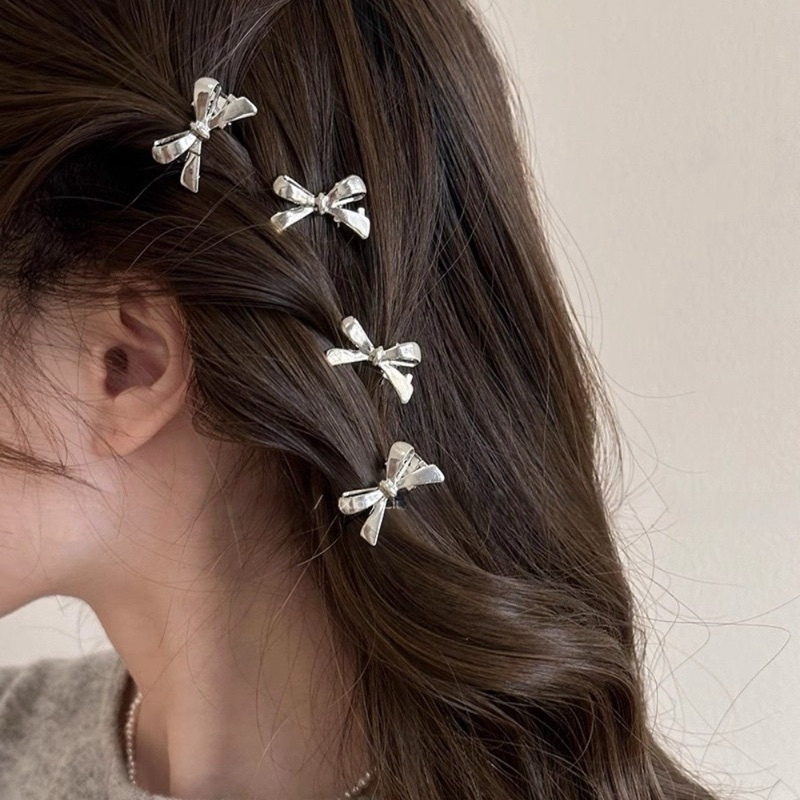 Jual Dearest Peony - Mini Ribbon Silver Hair Clip Vintage Korean Hair ...