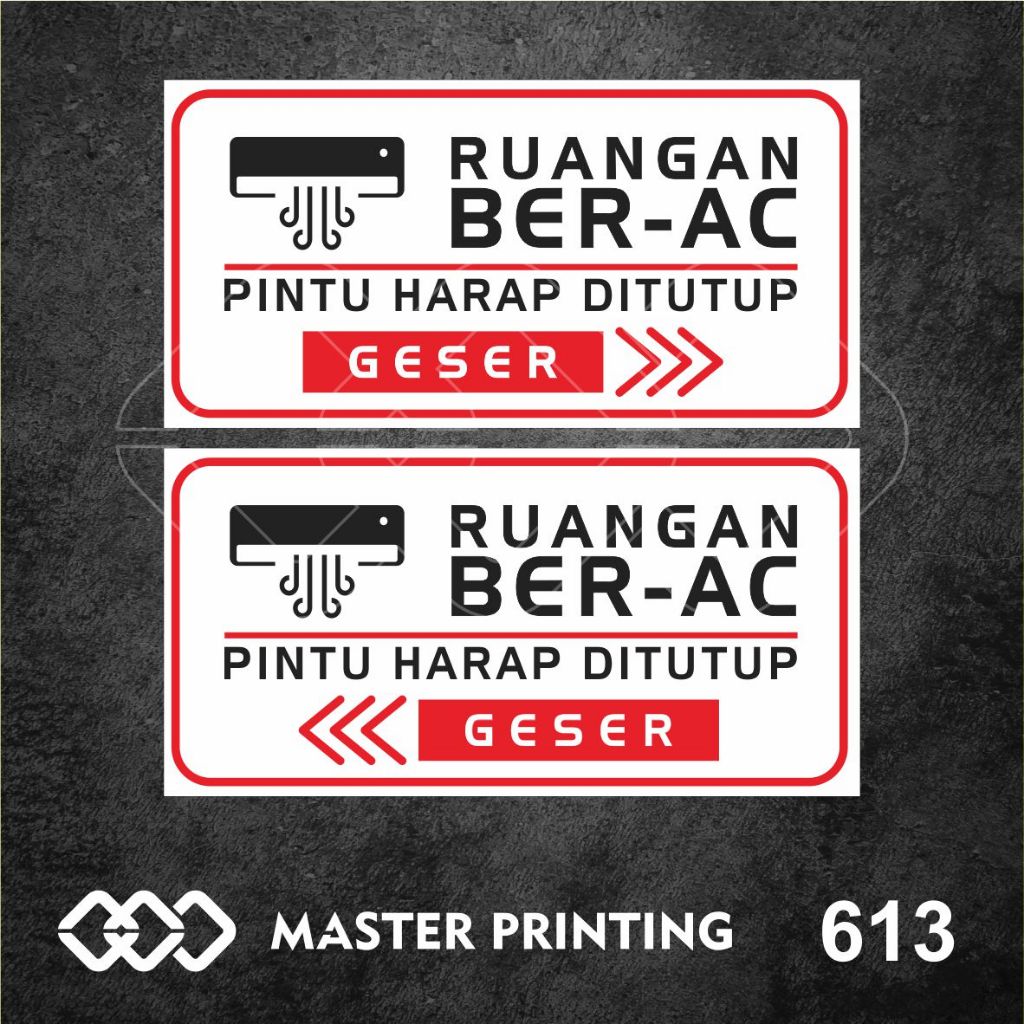 Jual 613 - Stiker Ruang BerAC, Ruangan Ber AC, Sticker Vinyl, Premium ...