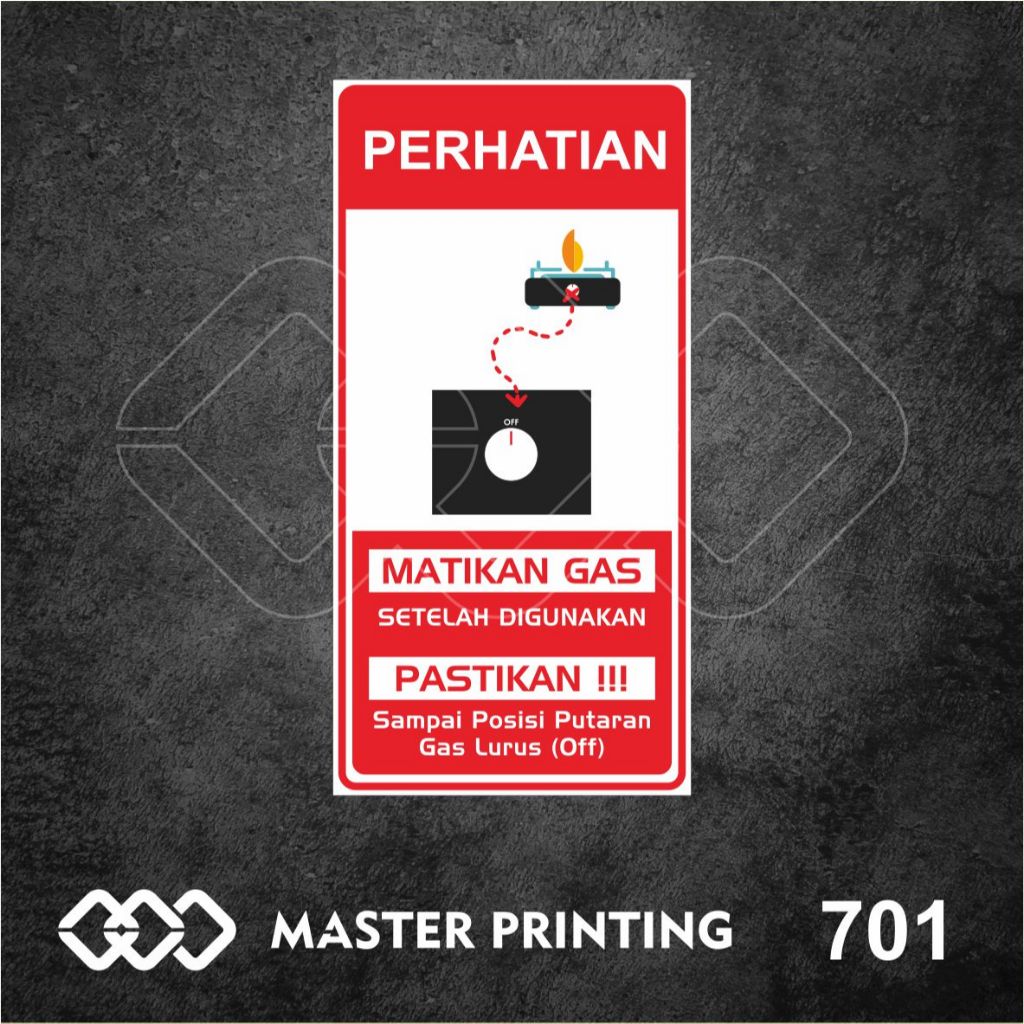 Jual 701 - Stiker Matikan Gas Setelah Digunakan, Sticker Vinyl, Premium ...