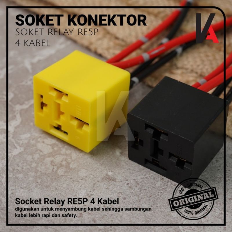 Jual Soket Socket Cable Relay RE5P / Soket Kabel Rumah Relay Kaki 4 Pin Untuk Klakson & Lampu (4 ...