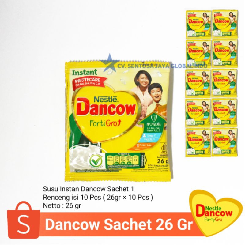 Jual Susu Dancow Fortigo Instan 1 Renceng 10 Sachet 26gr | Shopee Indonesia