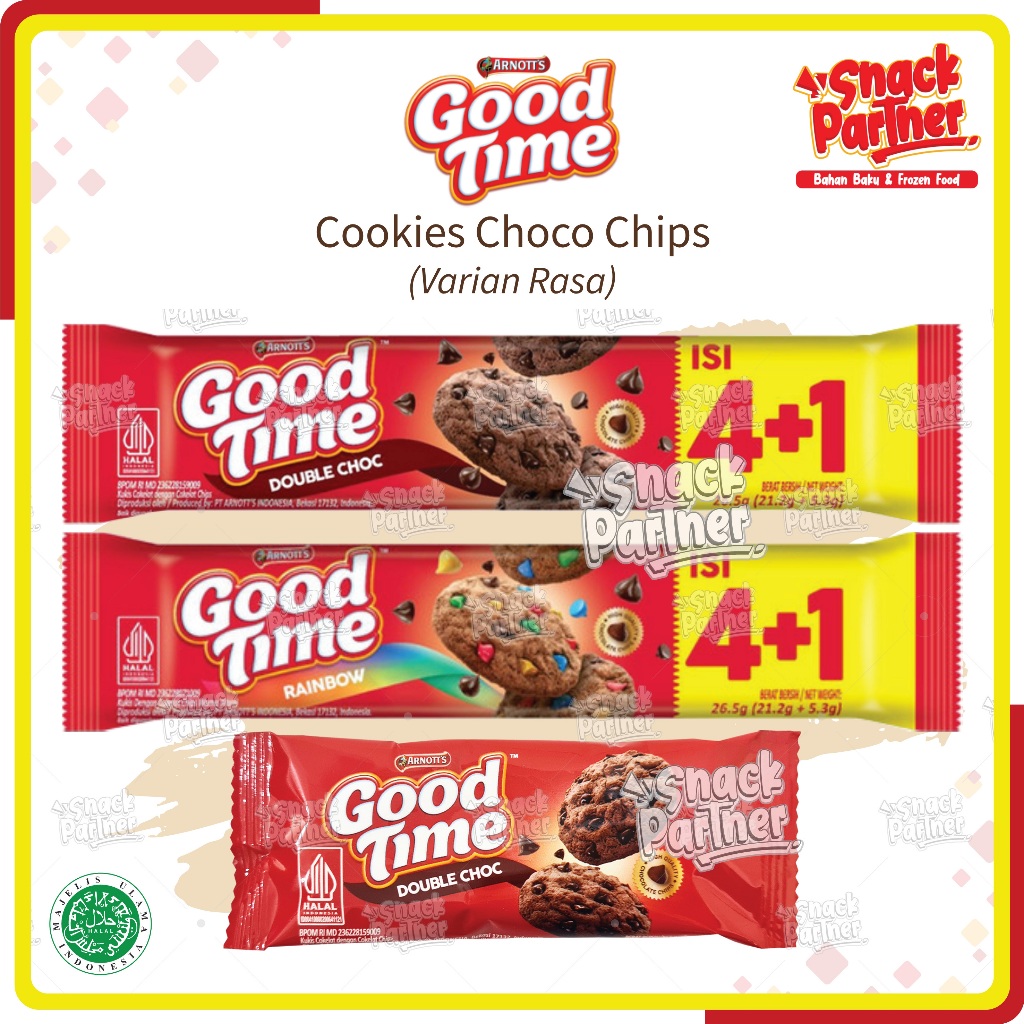 Jual GOOD TIME - COOKIES CHOCO CHIPS 4+1 PCS / 26,5 GR | 2 PCS / 16 GR ...